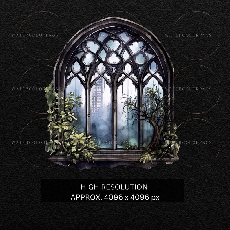 Dark Gothic Windows, Gothic Clipart, Gift for Gothic, Clipart Bundle ...