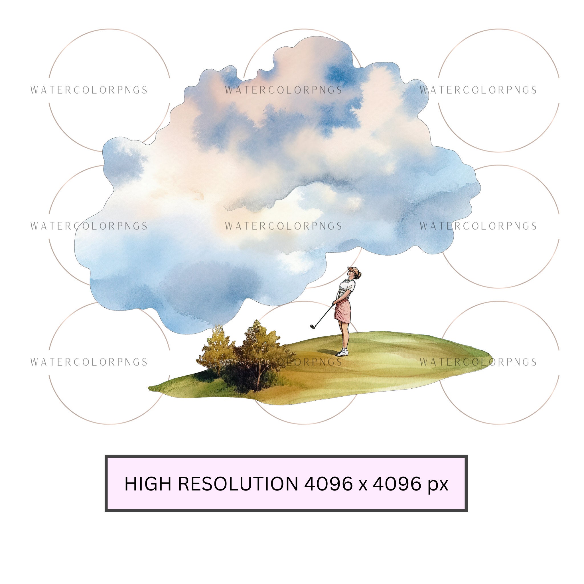 Watercolor Golf Clipart, Digital, Golf Ball, Watercolor Clipart, Golf ...