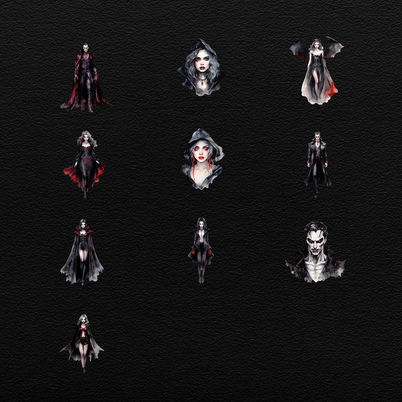 Gothic Vampires, Vampire Clipart, Clipart Bundle, Halloween Vampires ...