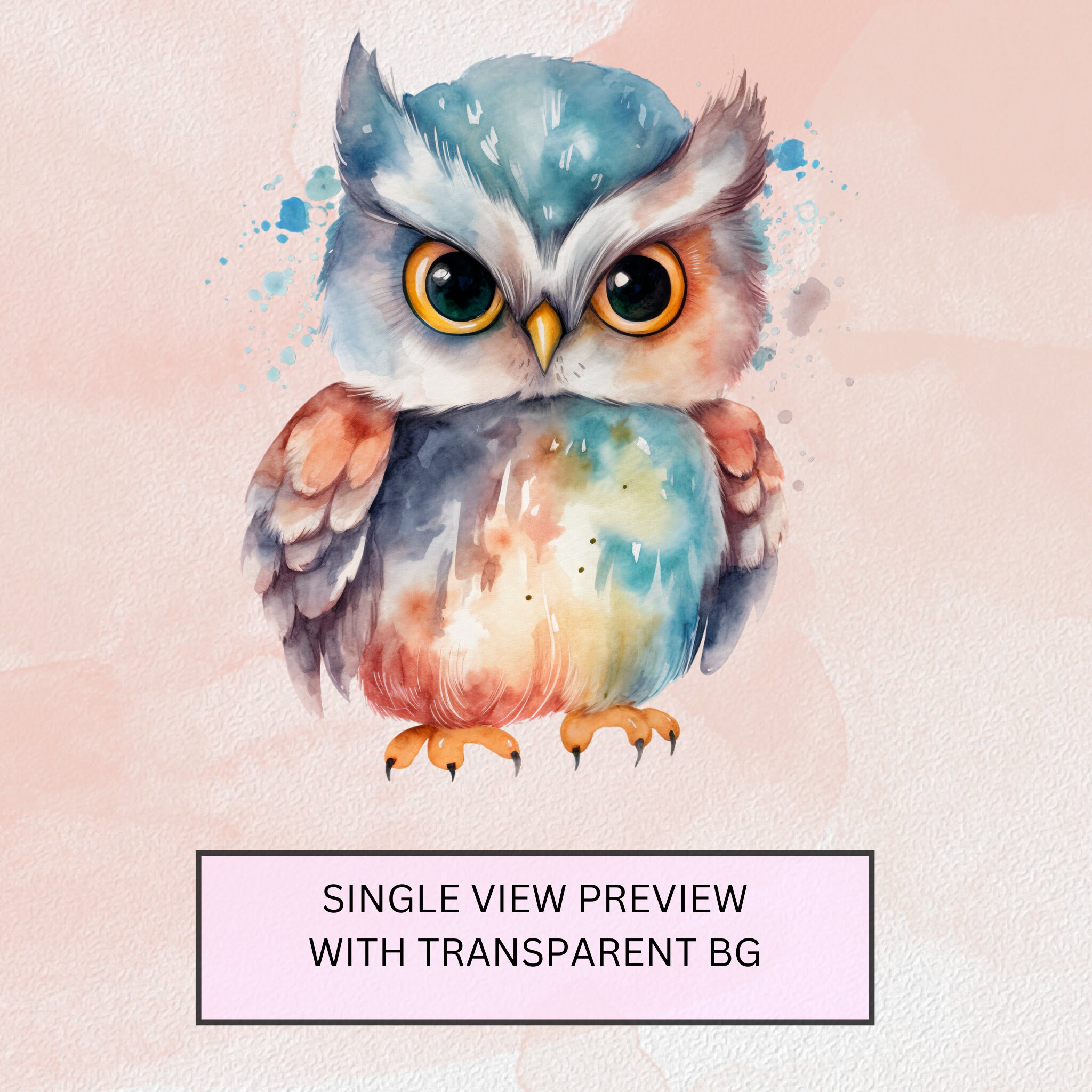 Watercolor Cute Owls Clipart Mega Pack, Transparent Pngs, Baby Owls ...