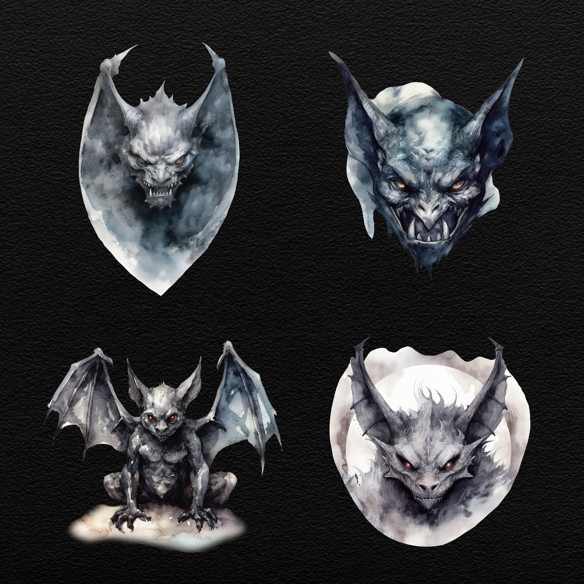Gothic Clipart, Gargoyle Print, Gothic Graphics, Gothic Gargoyles, Dark ...