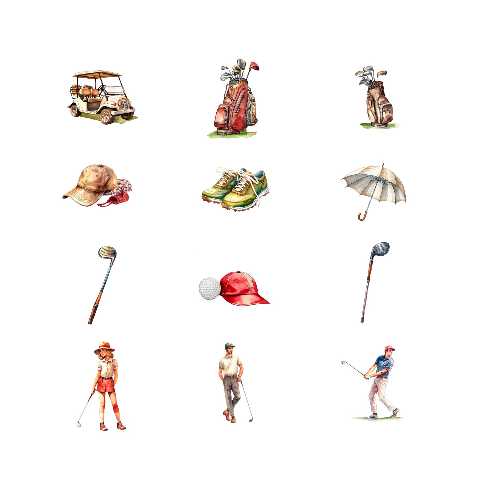 Watercolor Golf Clipart, Digital, Golf Ball, Watercolor Clipart, Golf ...