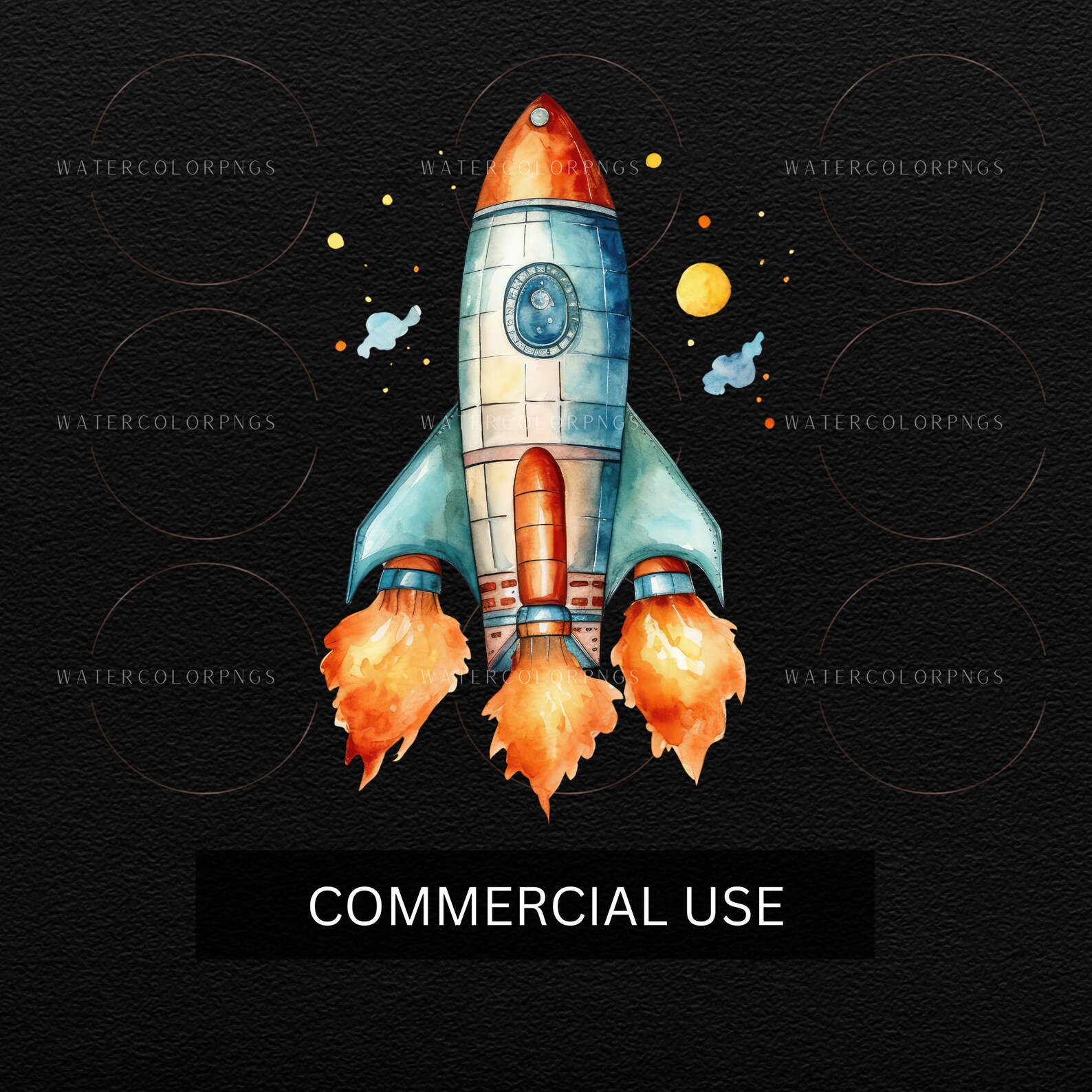 Space Watercolor Clipart, Space Rockets, Nursery Decor, Cute Rockets ...