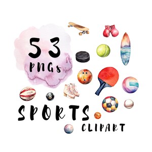 Watercolor Sports Clipart, Watercolor Sports Balls, Instant Download ...