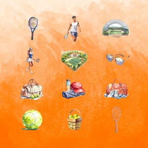 Tennis Set, Tennis Clipart Bundle, Vintage Tennis, Tennis Balls, Tennis ...