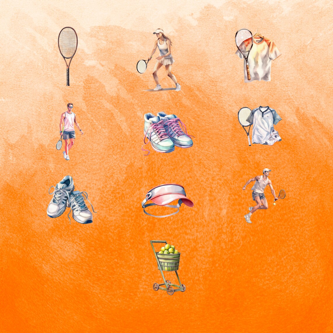 Tennis Set Tennis Clipart Bundle Vintage Tennis Tennis - Etsy