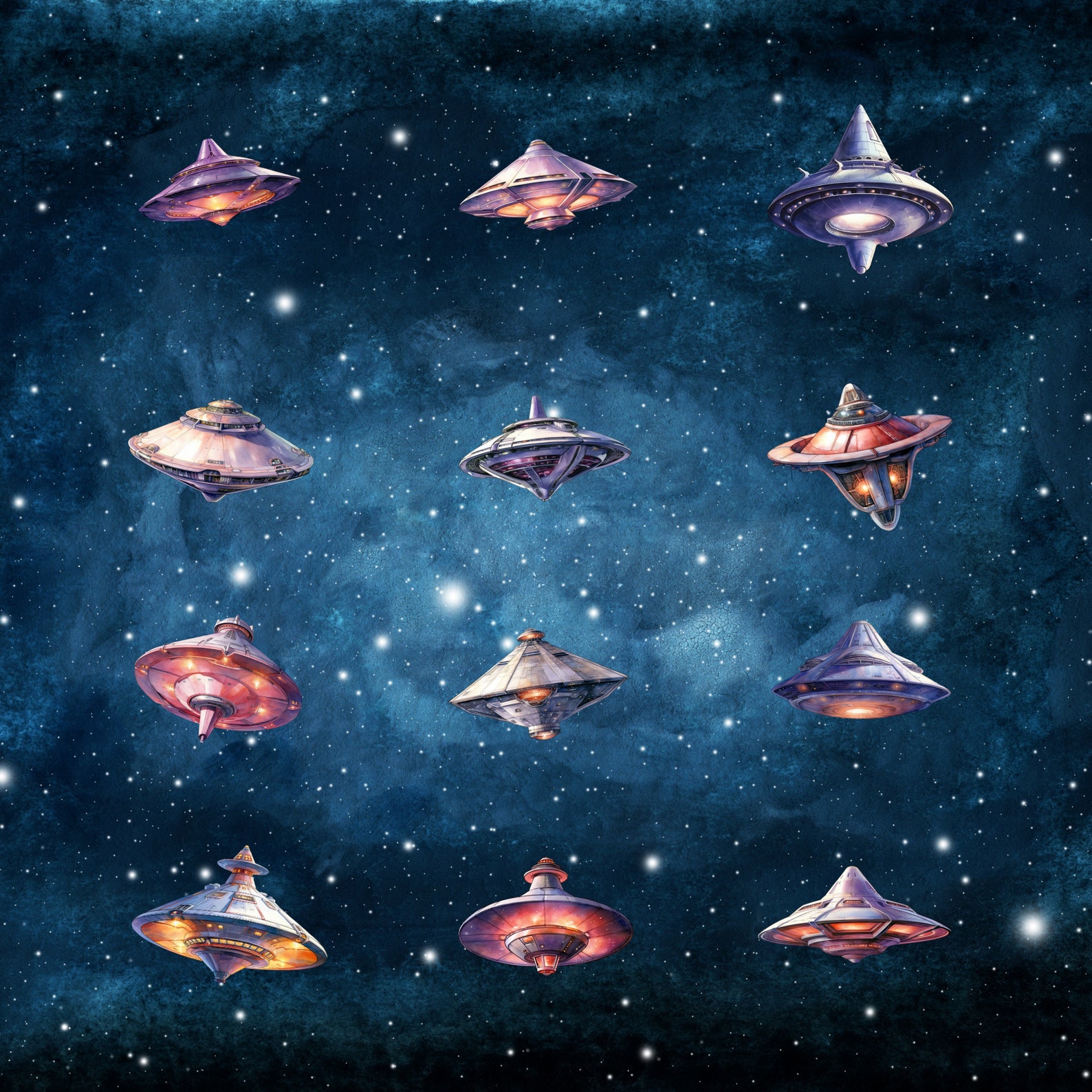 UFO Clipart, Space Clipart, Space Watercolor Clipart, Nursery Decor ...