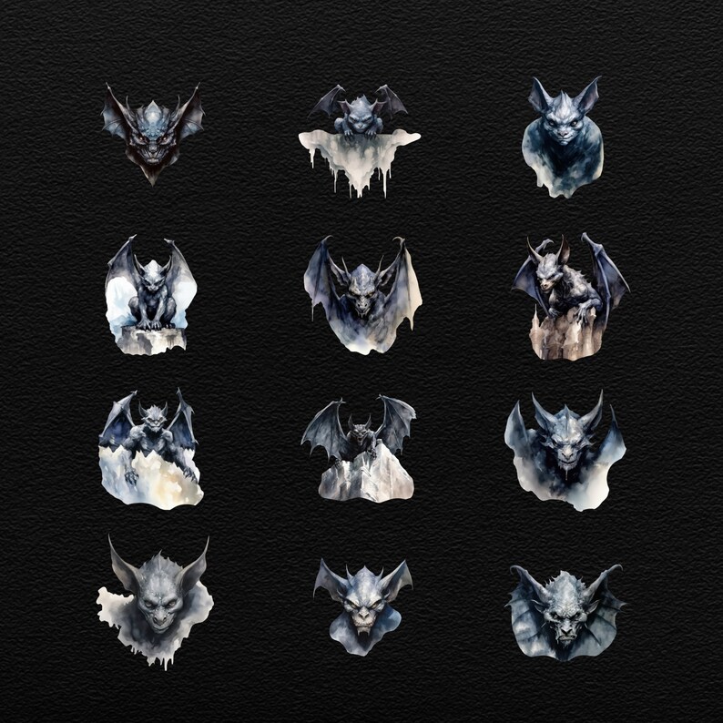 Gothic Clipart Gargoyle Print Gothic Graphics Gothic - Etsy