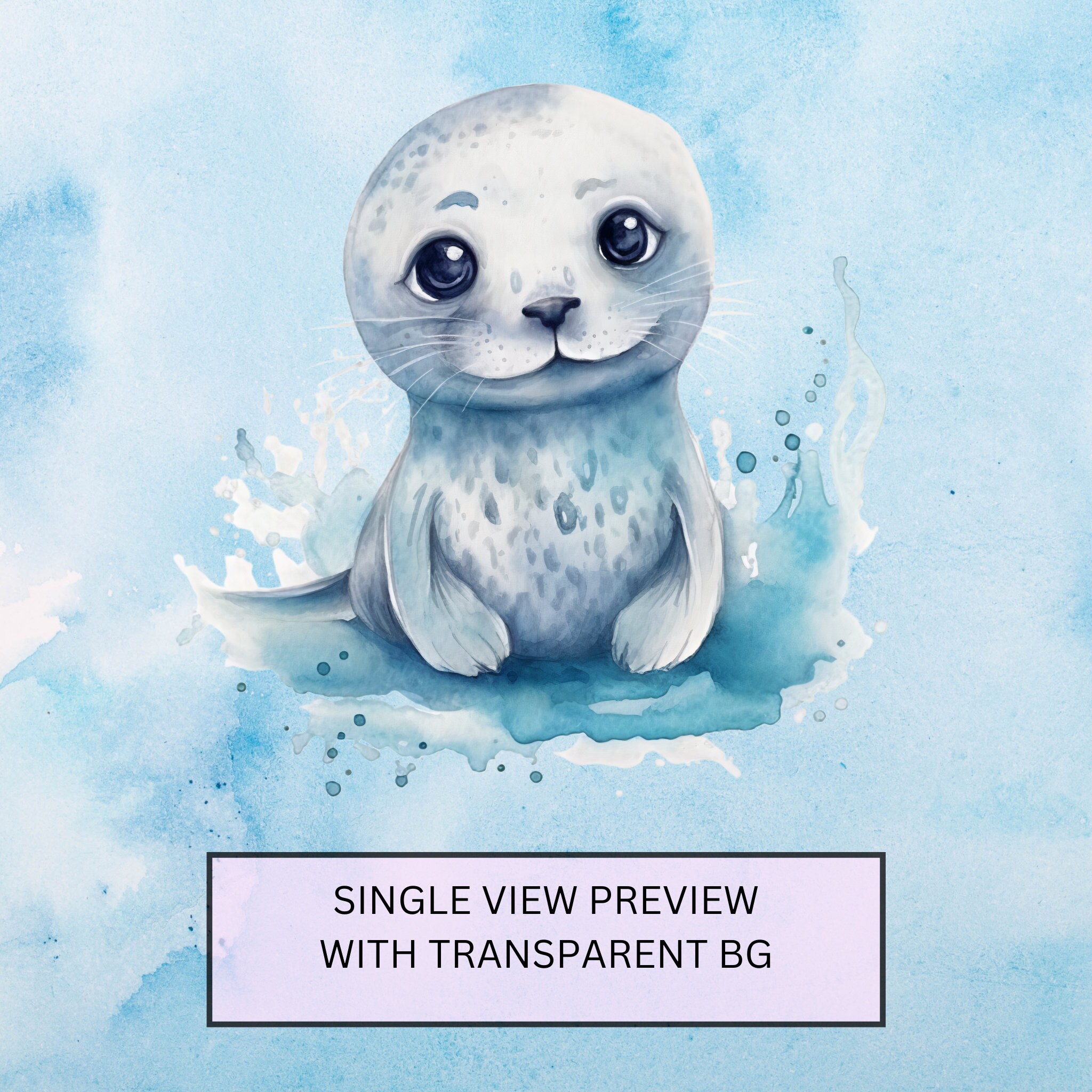 Watercolor Cute Baby Sea Animals Clipart Bundle Mega Pack, Private and ...