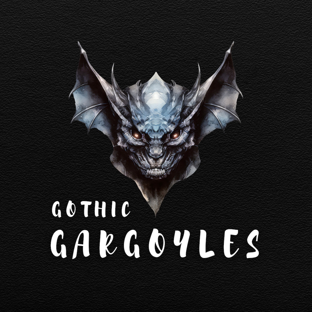 Gothic Clipart, Gargoyle Print, Gothic Graphics, Gothic Gargoyles, Dark ...