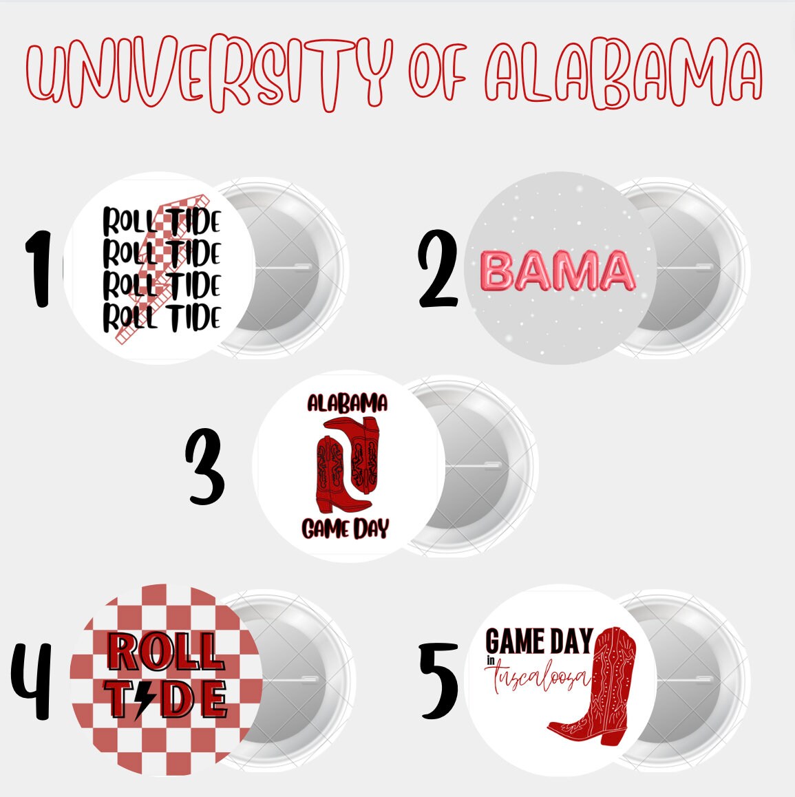 Alabama Gameday Buttons - Etsy