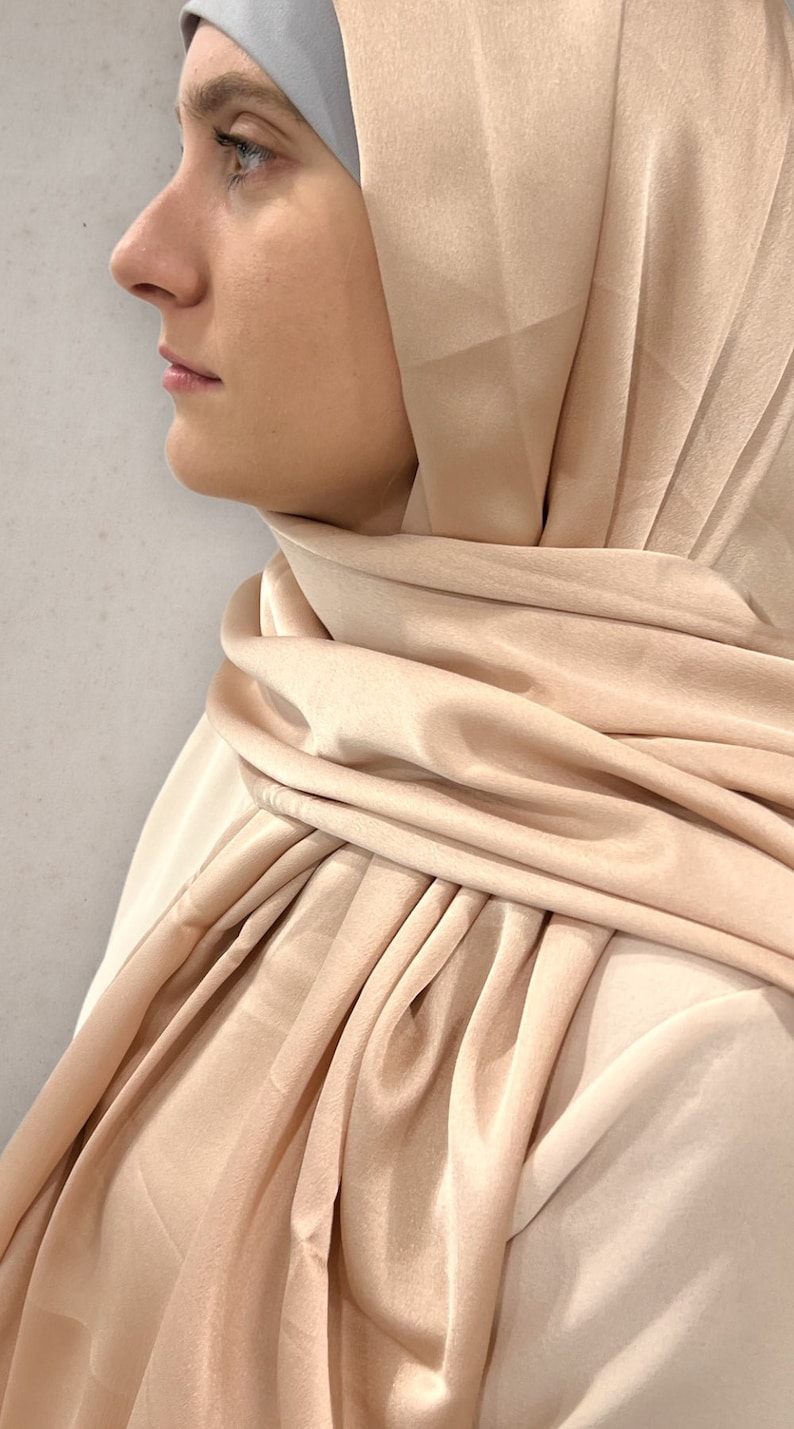 Satin Silk Hijab Beige - Etsy