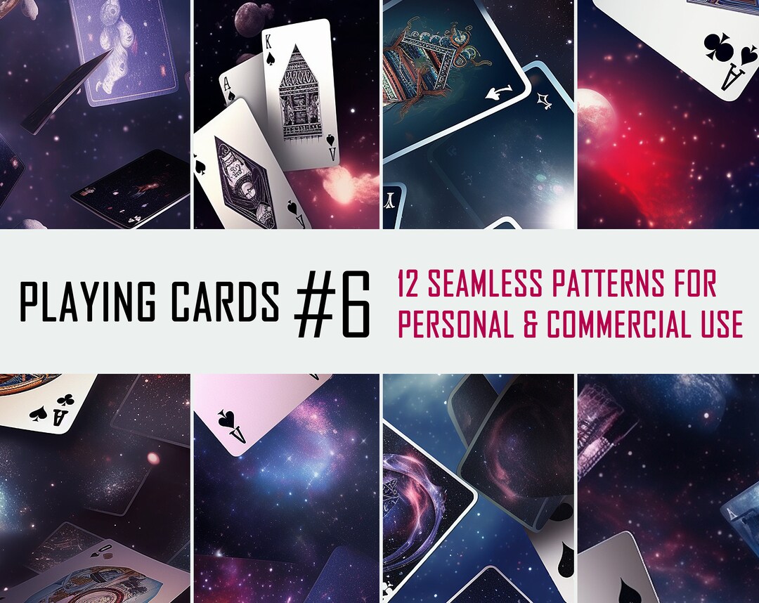 SPACE Playing Cards 6 12 Digital Seamless Repeatable Patterns personal ...