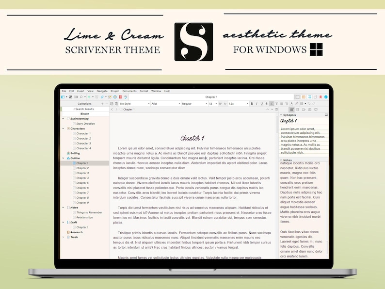 Scrivener Aesthetic Theme for Windows | Lime & Cream - Etsy
