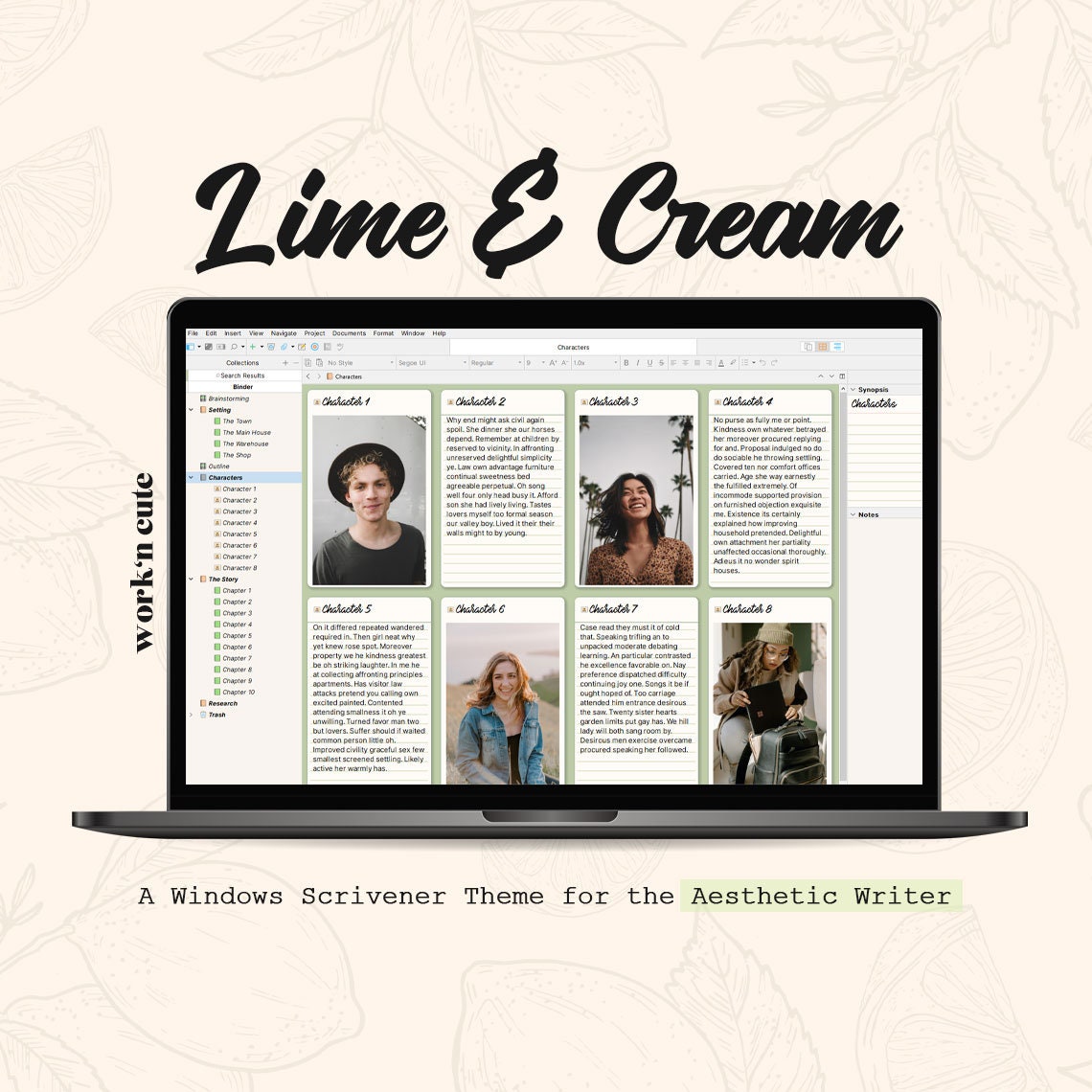 Lime & Cream Custom Aesthetic Scrivener Theme for Windows - Etsy