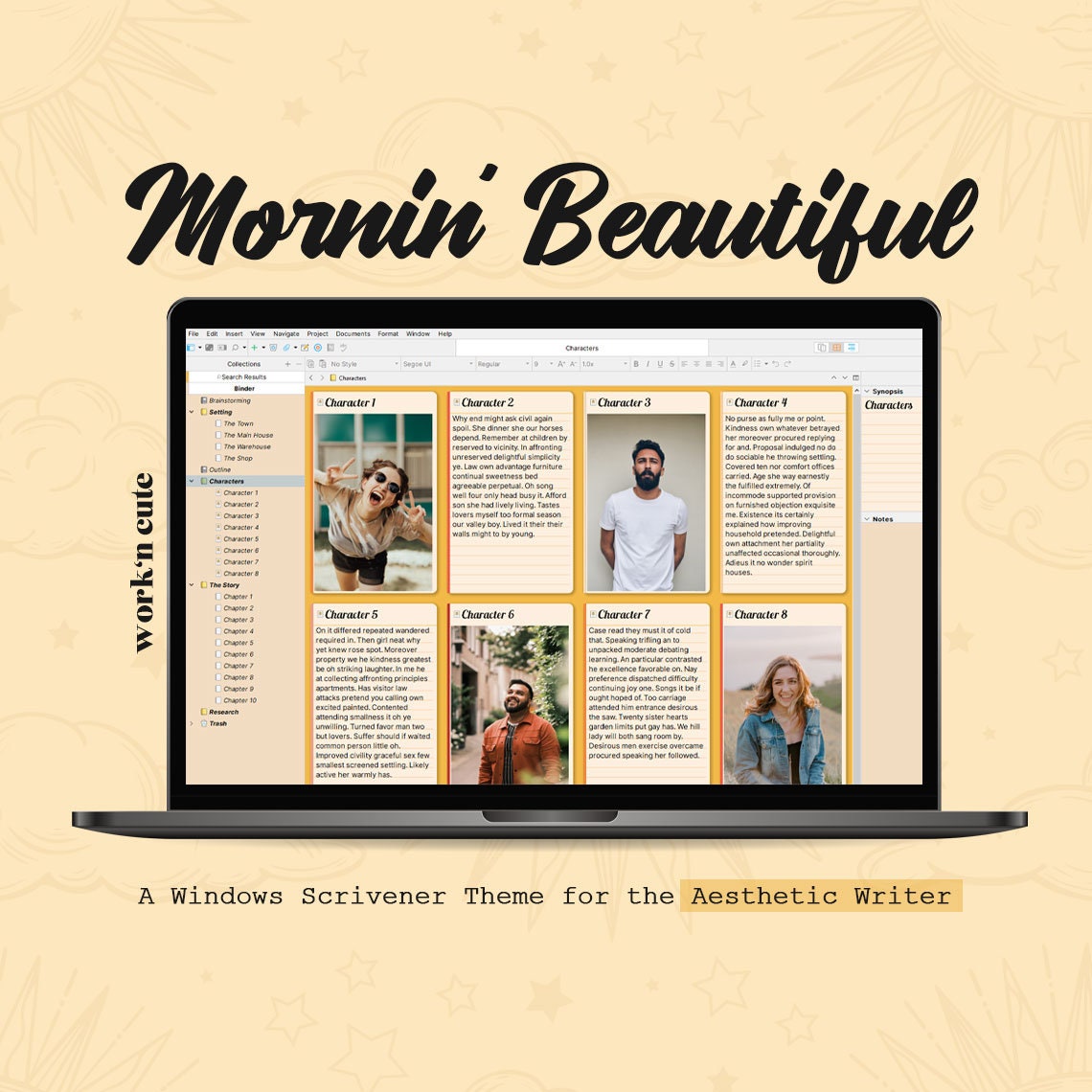 Mornin' Beautiful Custom Aesthetic Scrivener Theme for Windows Work 'N ...
