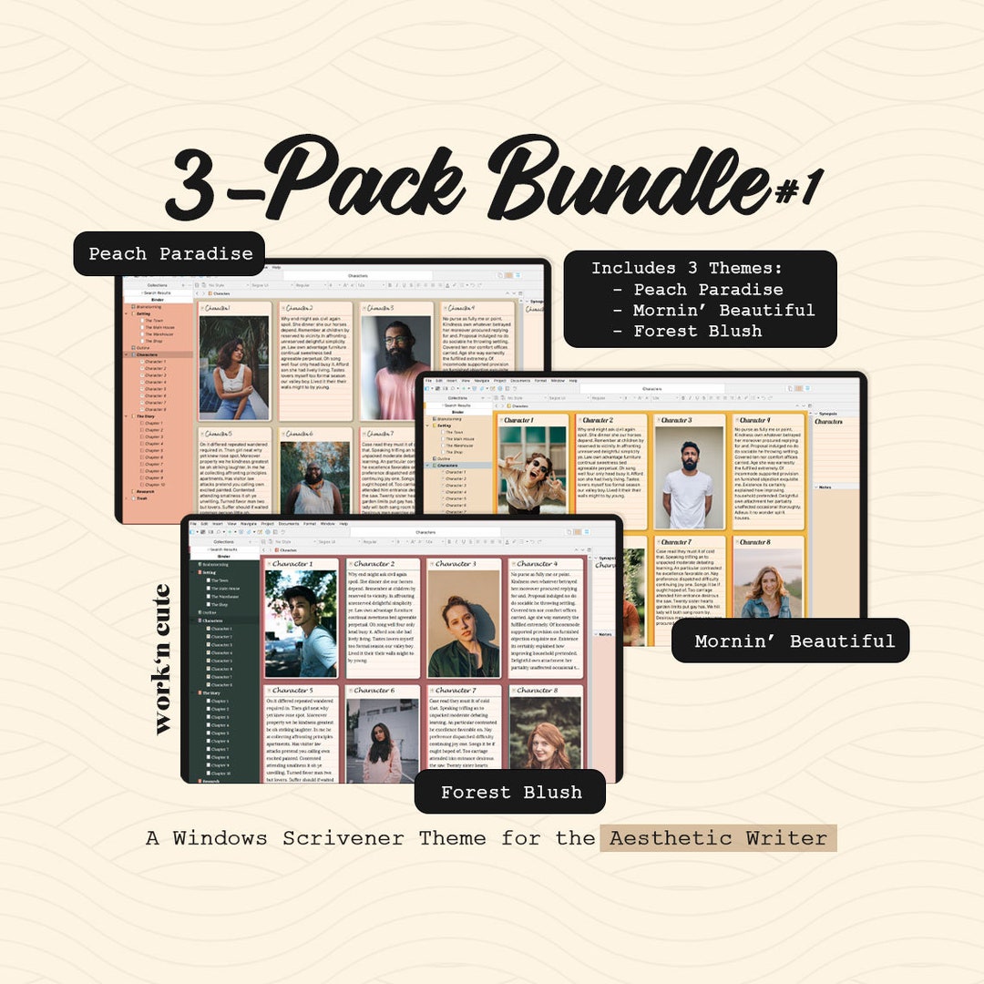 Three Pack Custom Aesthetic Scrivener Theme Bundle 1 for Windows Work ...