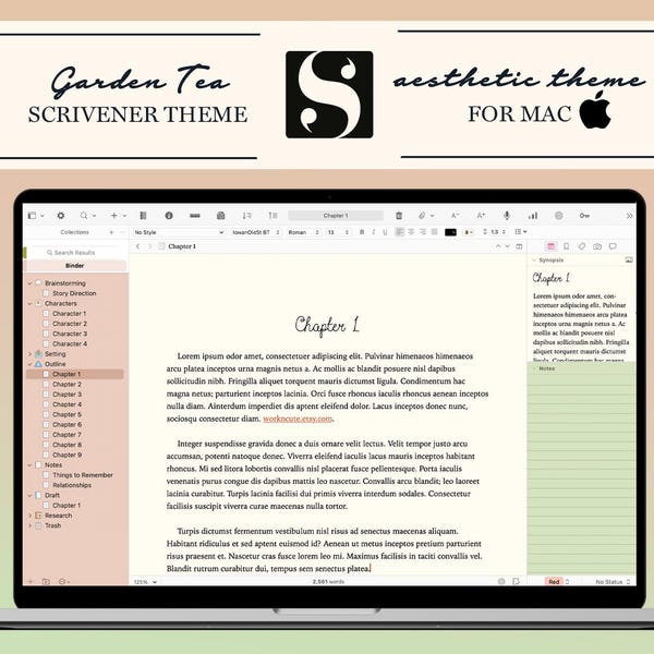 Scrivener Aesthetic Theme for Windows Forest Blush Academia - Etsy