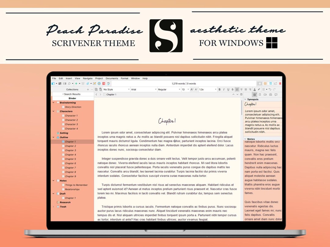 Scrivener Aesthetic Theme for Windows | Peach Paradise | Summer Colors - Etsy