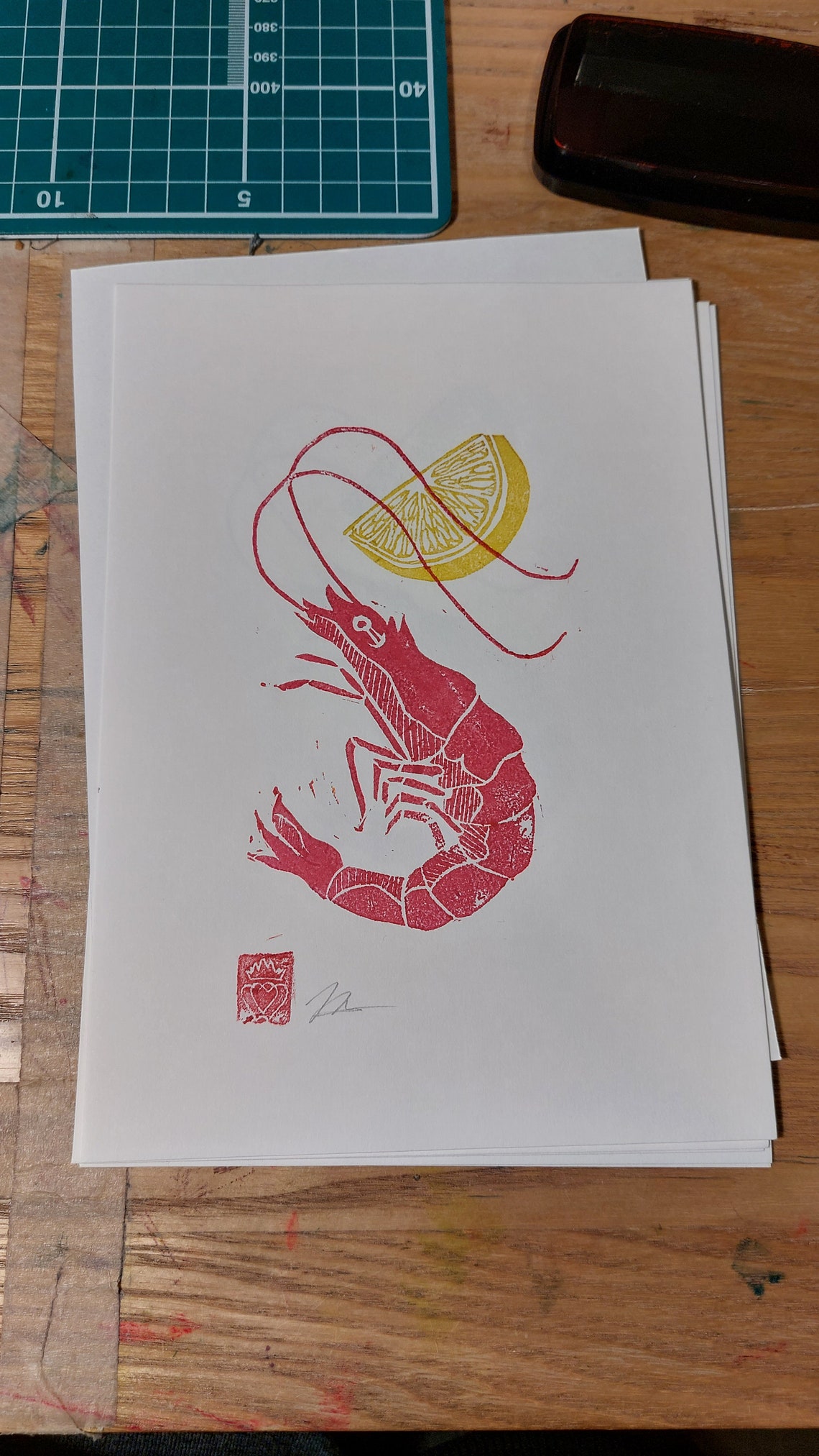 Prawn Original Lino Print - Etsy