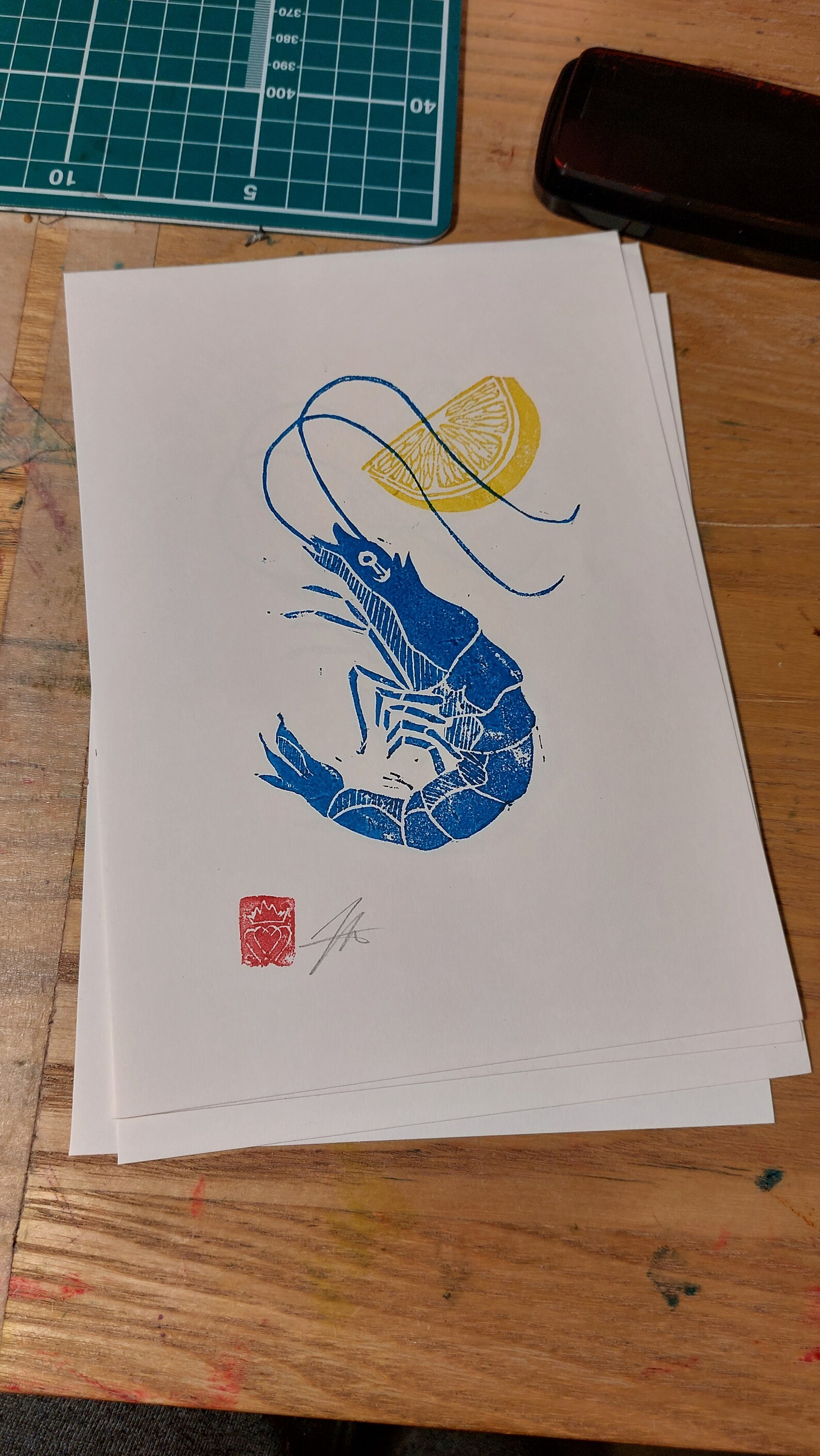 Prawn Original Lino Print - Etsy