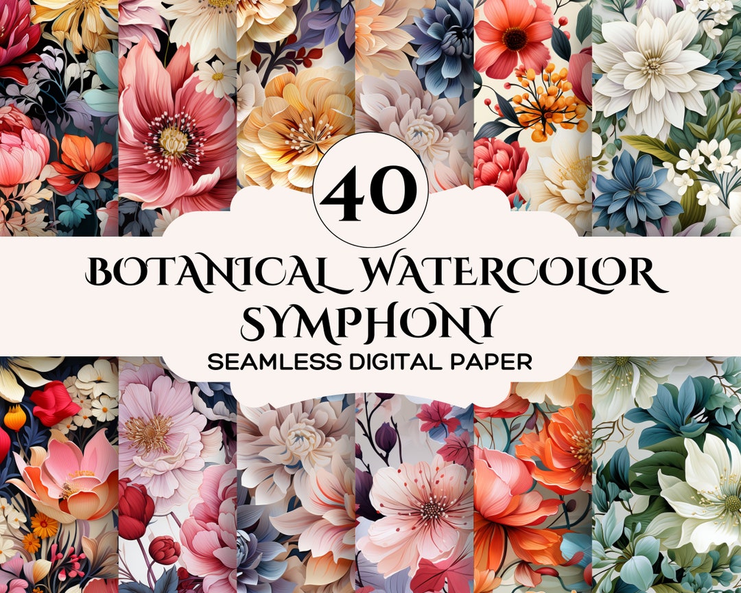 Watercolor Flowers Digital Paper Pack Botanical Flower Pattern ...