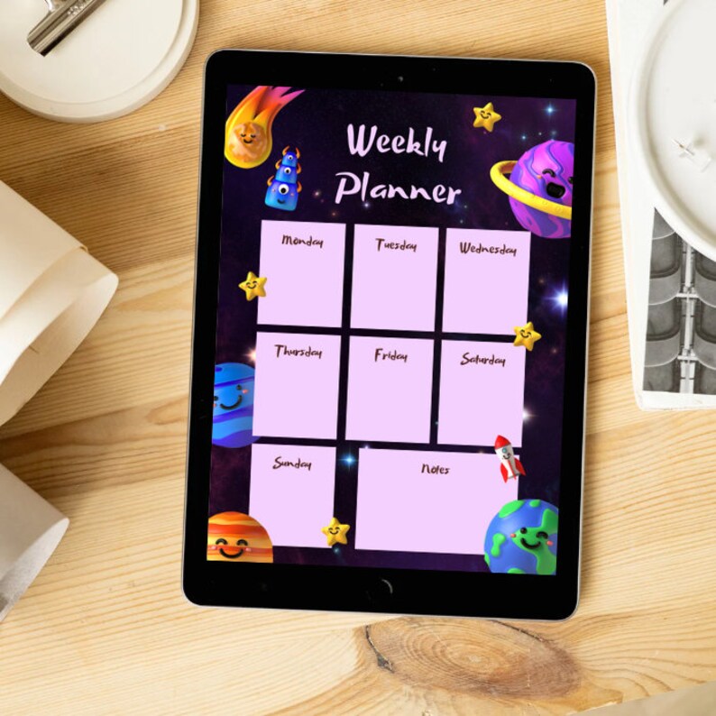 Fun Space Themed Weekly Planner - Etsy