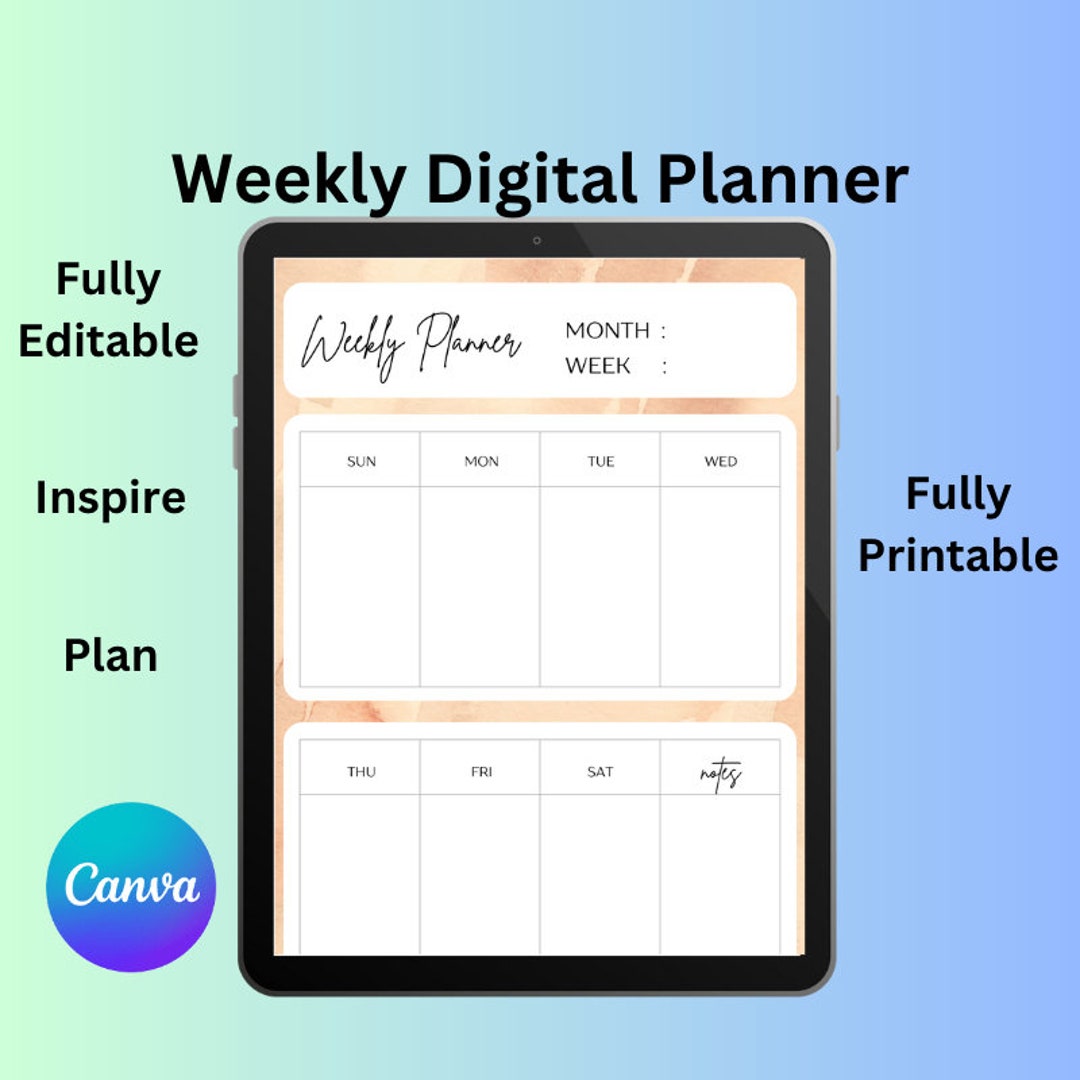 Elegant Weekly Planner - Etsy