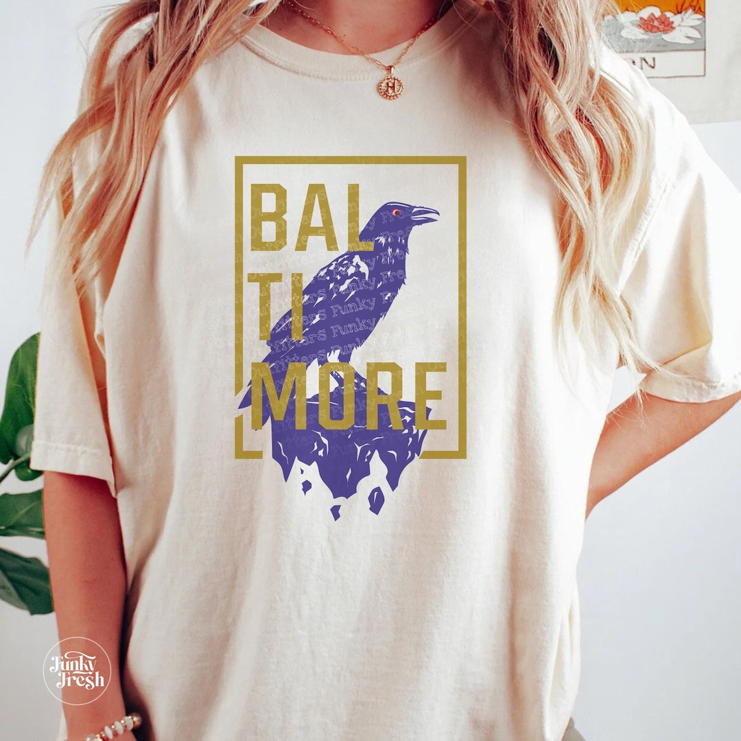 Baltimore Ravens Graphic T-shirt, Retro Inspired Baltimore Mascot T ...