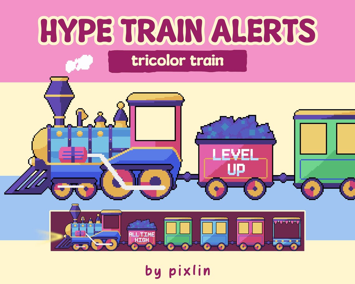 Colorful Hype Train Alert for Twitch | Animated Tricolor Cute Pixel ...