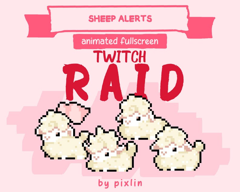 Sheep Twitch Raid Alert Pack | Cute Animated Pixel Sheep Bundle ...