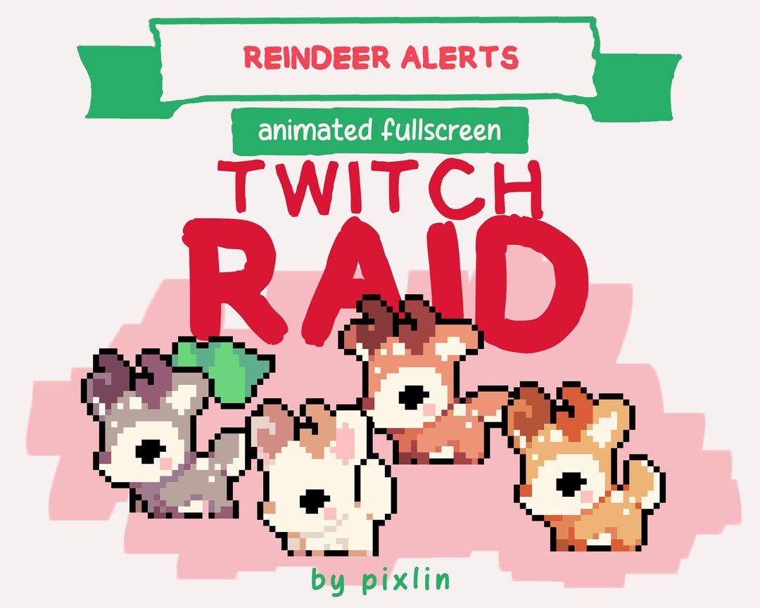 Christmas Reindeer Twitch Raid Alerts | Holiday Animated Pixel Caribou ...