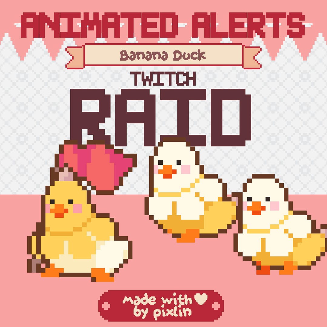 Banana Duck Raid Pixel Alerts Pack | Animated Duck Alerts | Cute Silly ...