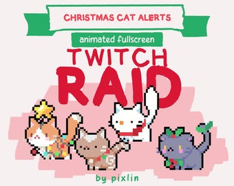 Christmas Cats Twitch Raid Alert Pack | Holiday Animated Pixel Xmas ...