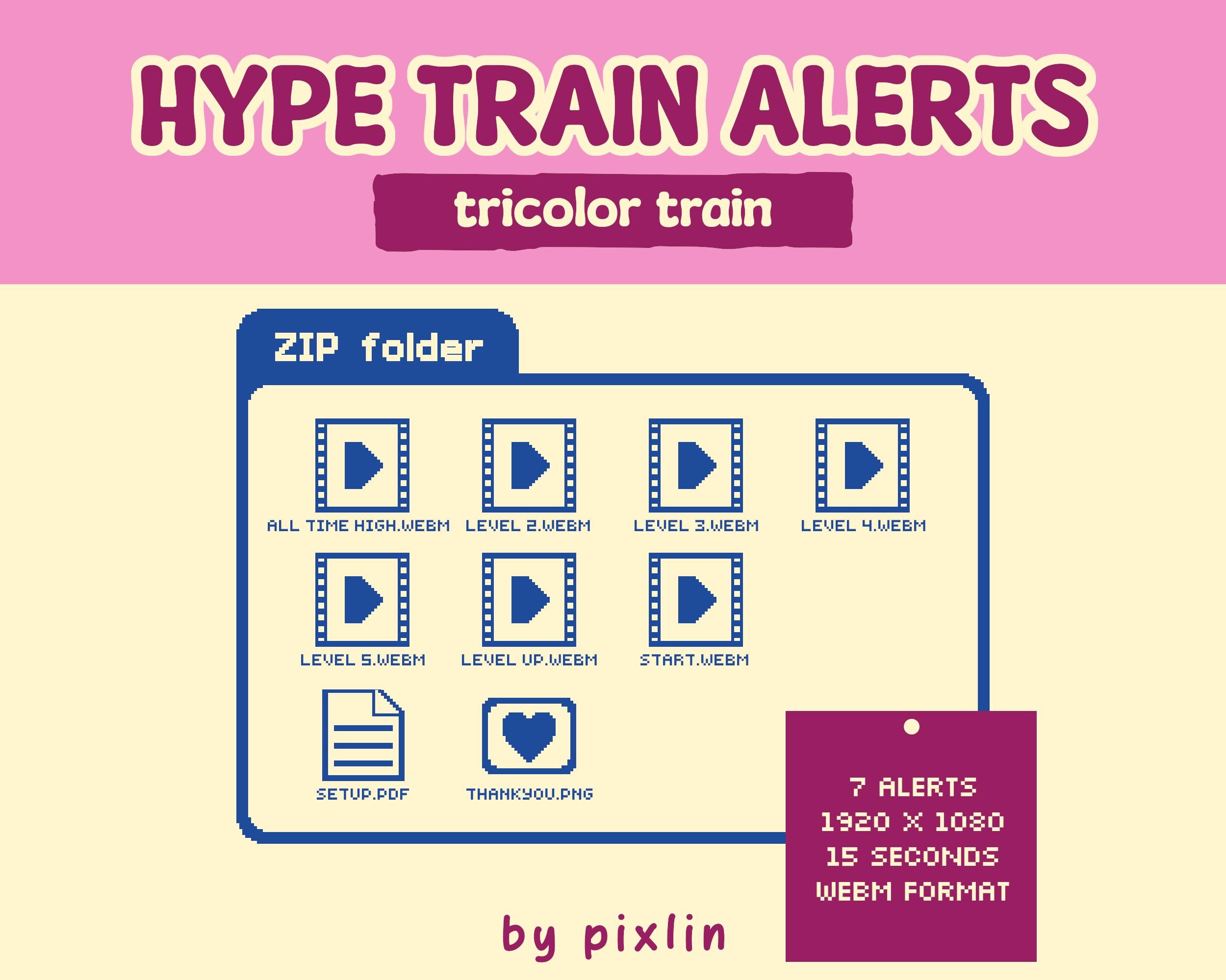Animated Twitch Hype Train Alerts | Tricolor Stream Overlay Assets (7x ...