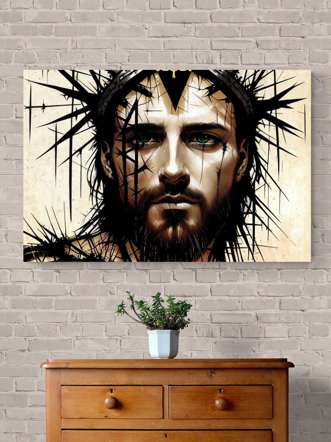 Modern Art Jesus Poster Jesus Wall Art Crown of Thorns Wall Decor ...