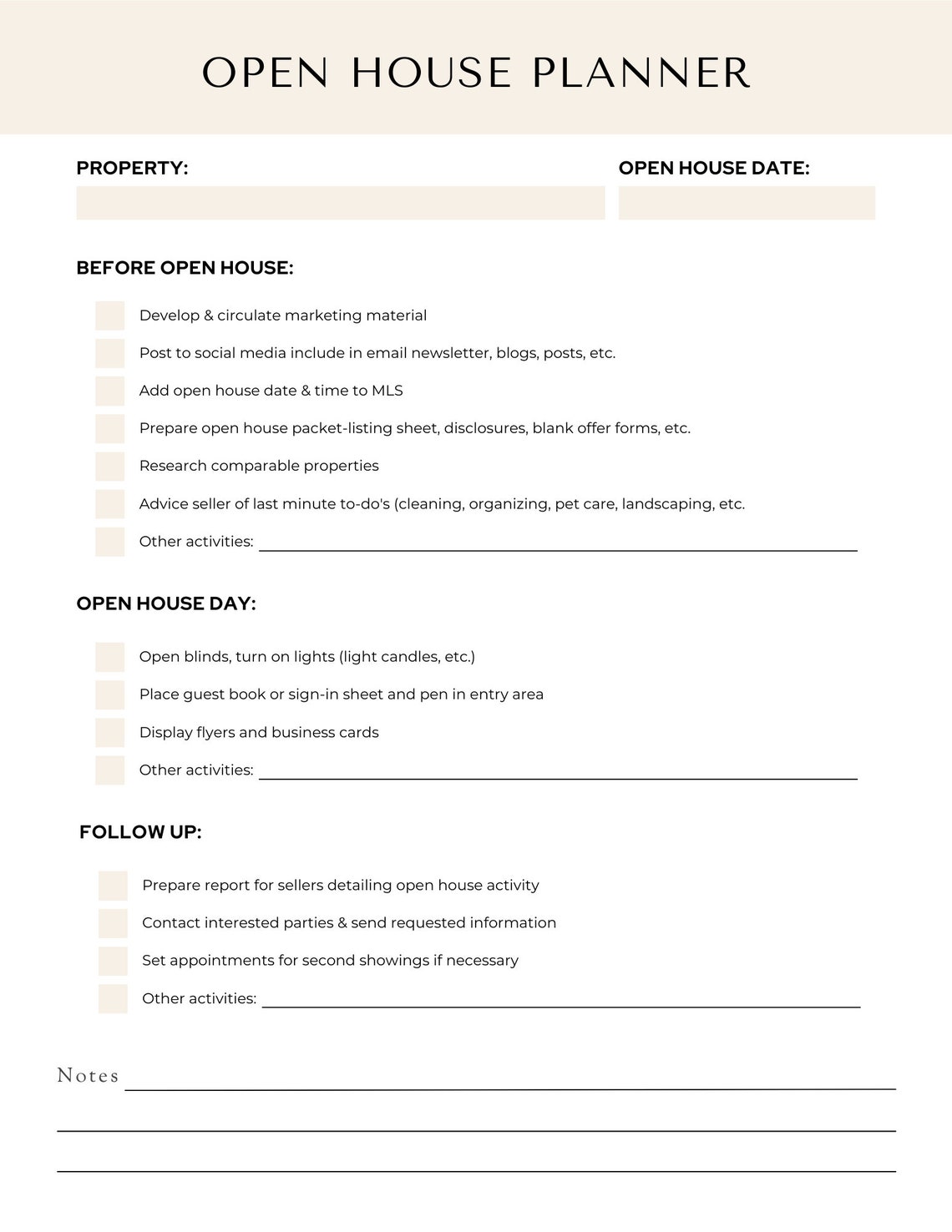 25 Page Real Estate Agent Planner Journal | Printable Notebook for ...