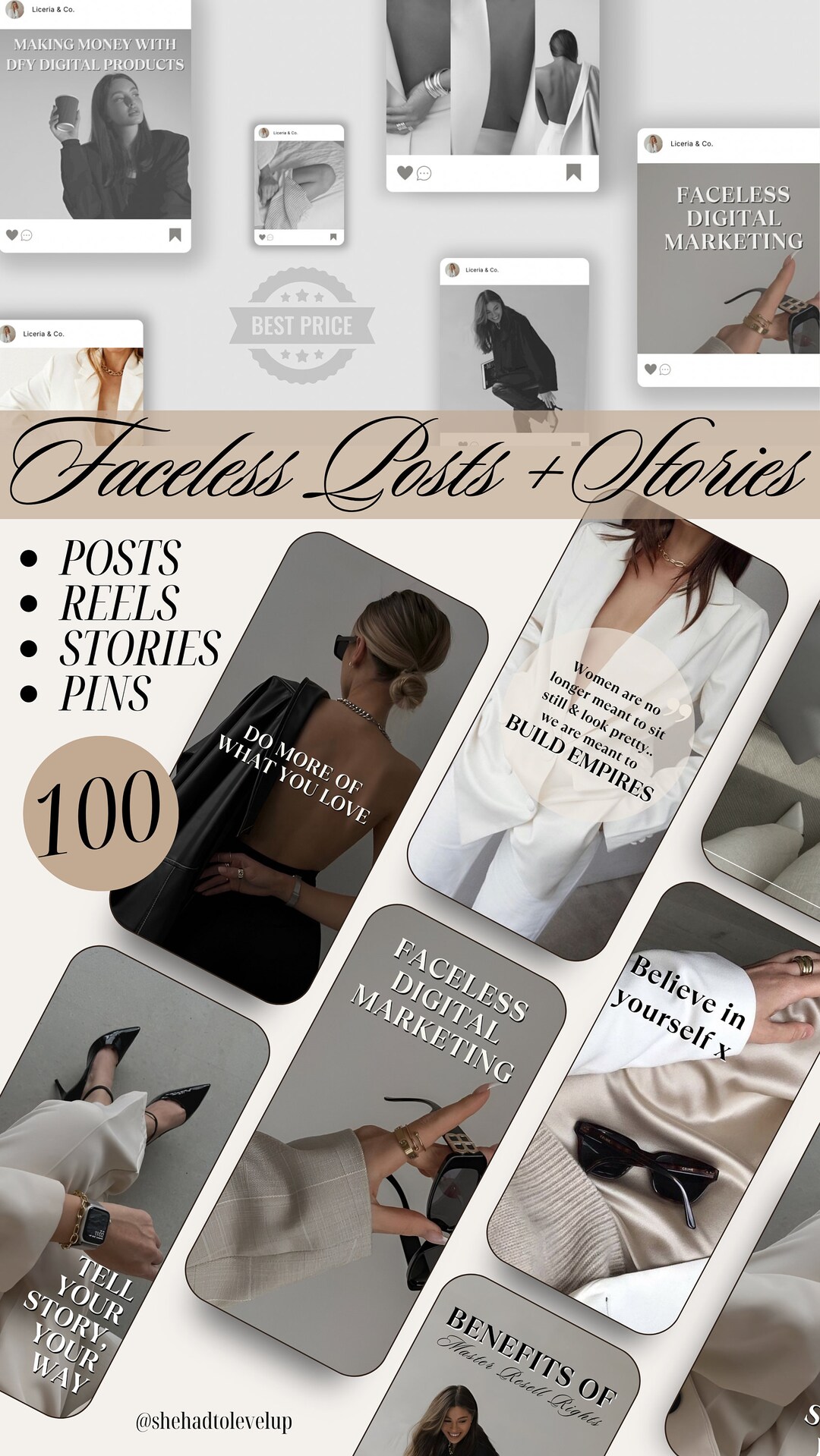 100 Faceless Stories and Posts for Digital Marketing With Master Resell ...