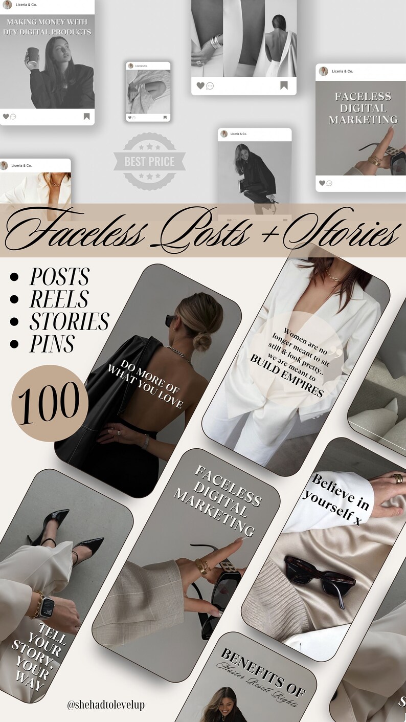 100 Faceless Stories and Posts for Digital Marketing With Master Resell ...