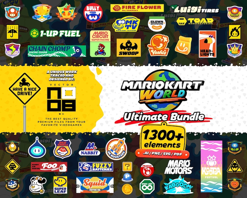 Mario Kart World Ultimate Bundle / MKW / DIY Gifts / Illustrator ...