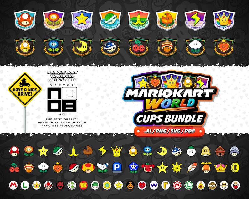 Mario Kart World Cups Bundle / MKW / DIY Gifts / Illustrator / Cricut ...