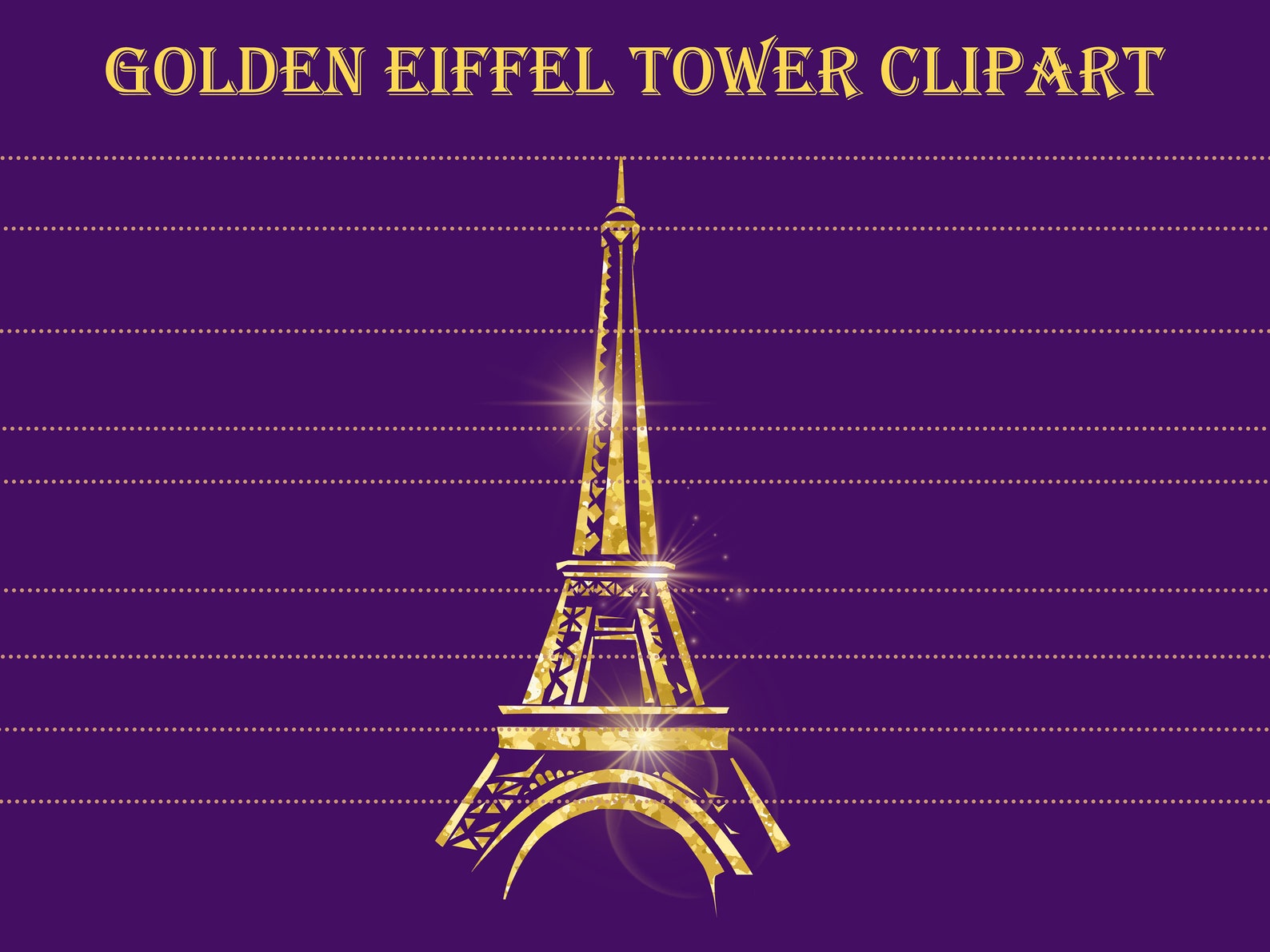 Golden Eiffel Tower Clipart, Romantic Eiffel Tower Instant Download ...