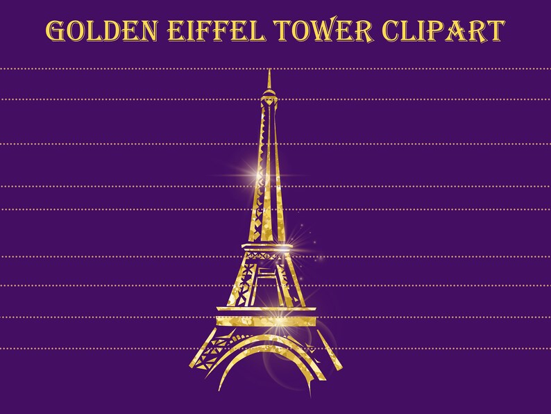 Golden Eiffel Tower Clipart, Romantic Eiffel Tower Instant Download ...
