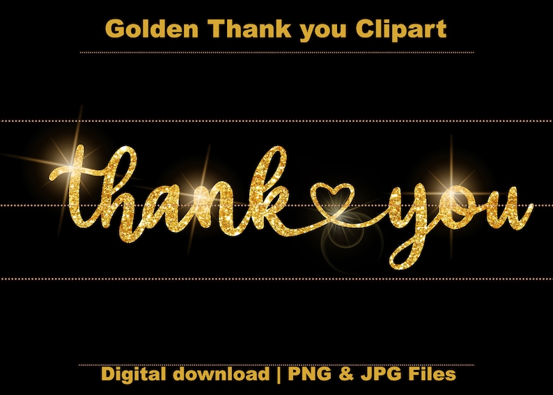 Golden Thank You Clipart, Thank You Instant Download, Gold Thank You ...