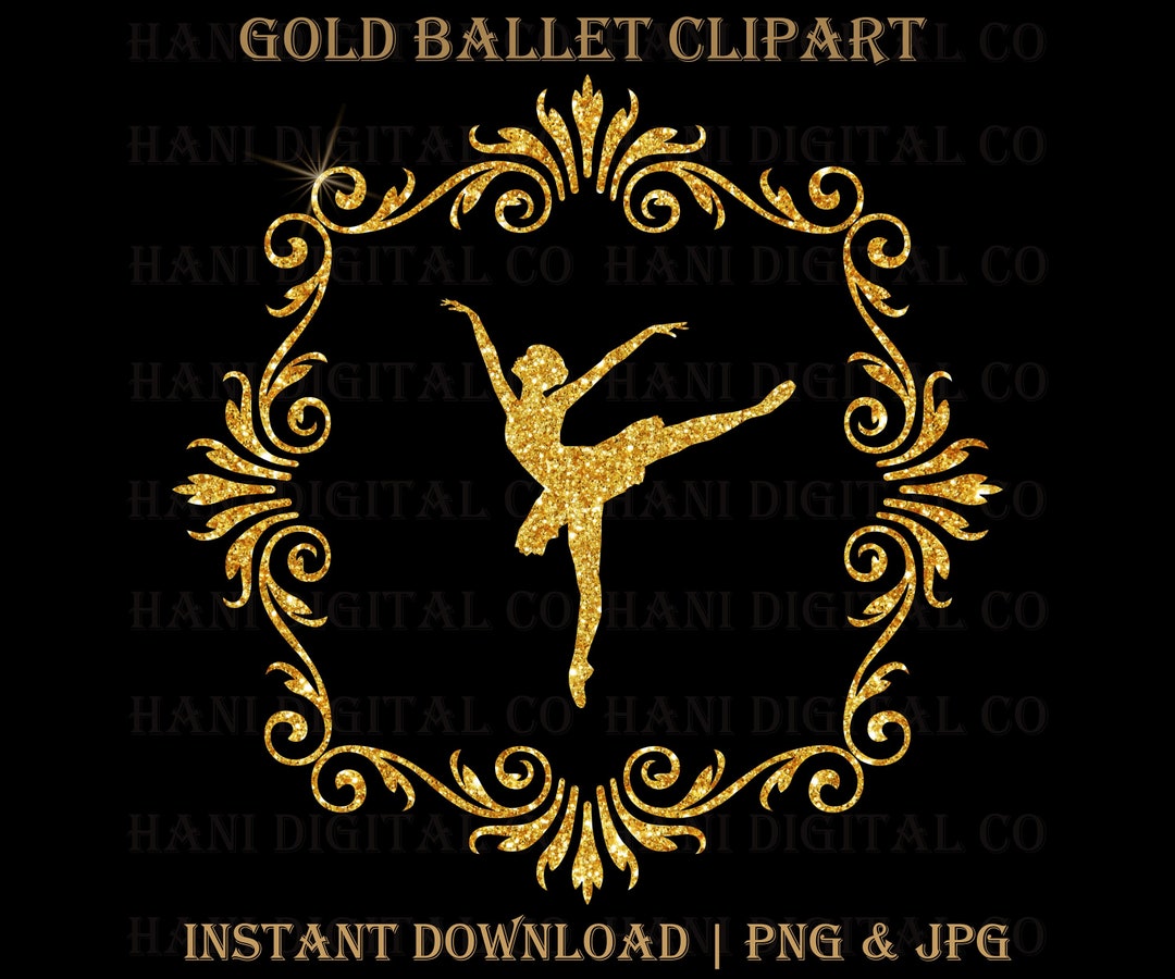 Gold Ballet Clipart, Ballerina Clipart, Gold Ballet Dance, Glitter ...