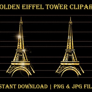 Golden Eiffel Tower Clipart, Romantic Eiffel Tower Instant Download ...
