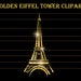 Golden Eiffel Tower Clipart, Romantic Eiffel Tower Instant Download ...