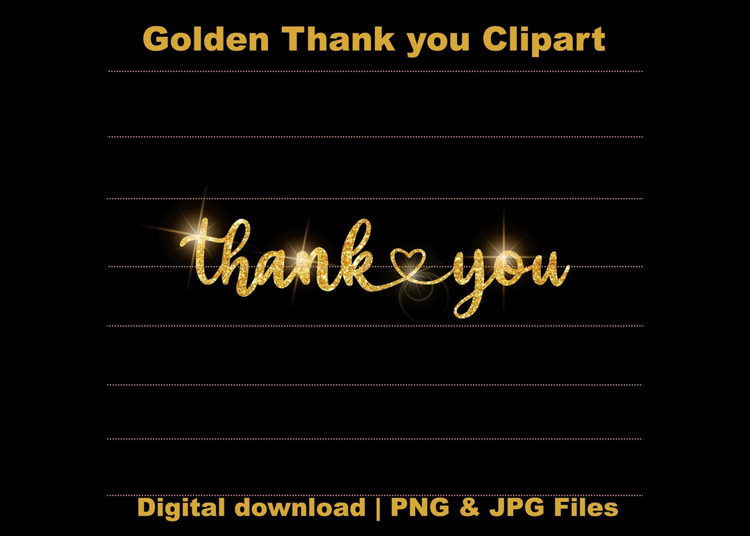 Golden Thank You Clipart, Thank You Instant Download, Gold Thank You ...