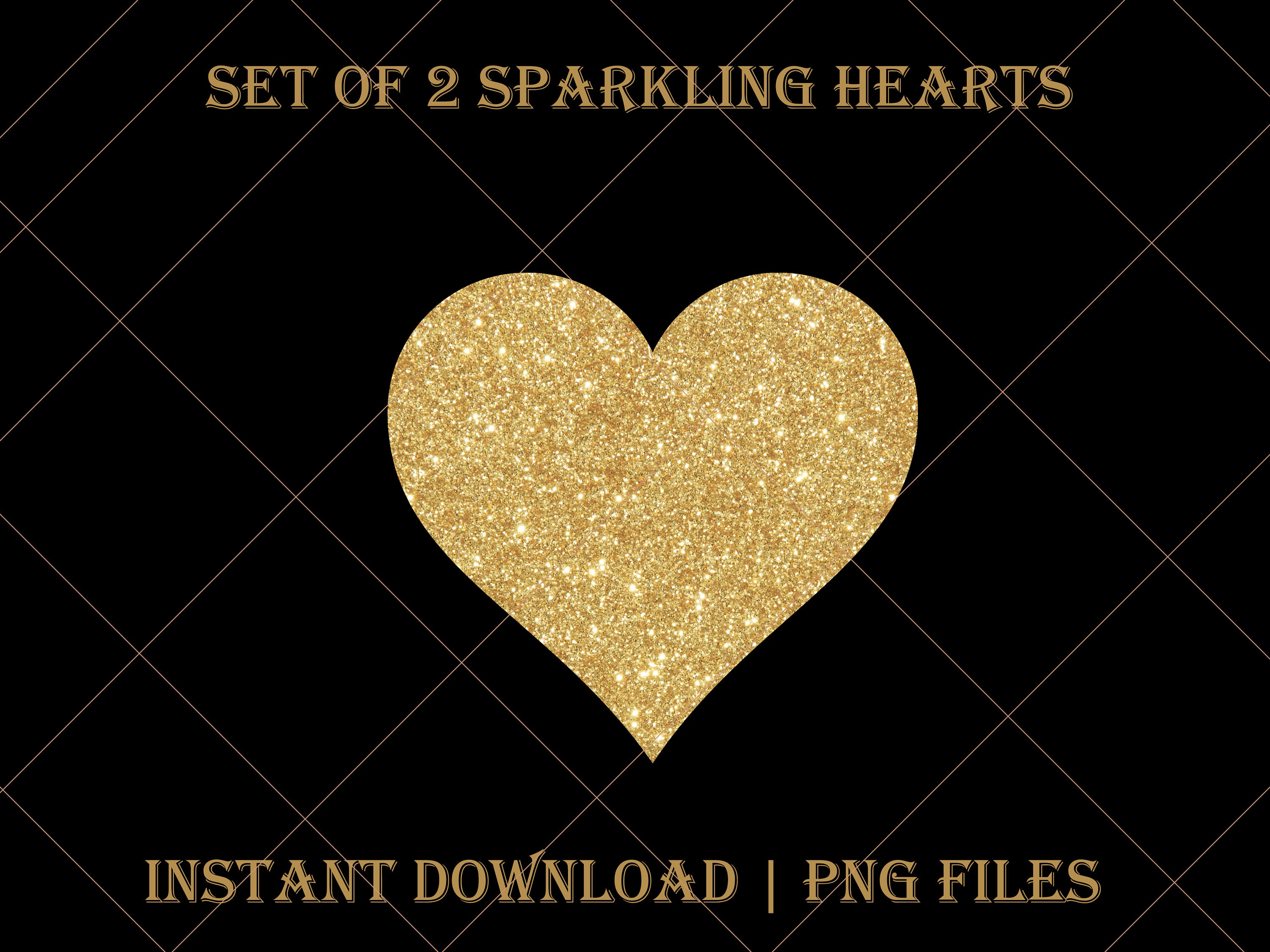 Set of 2 Gold Sparkle Hearts Print, Gold Hearts Png, Gold Sparkle ...