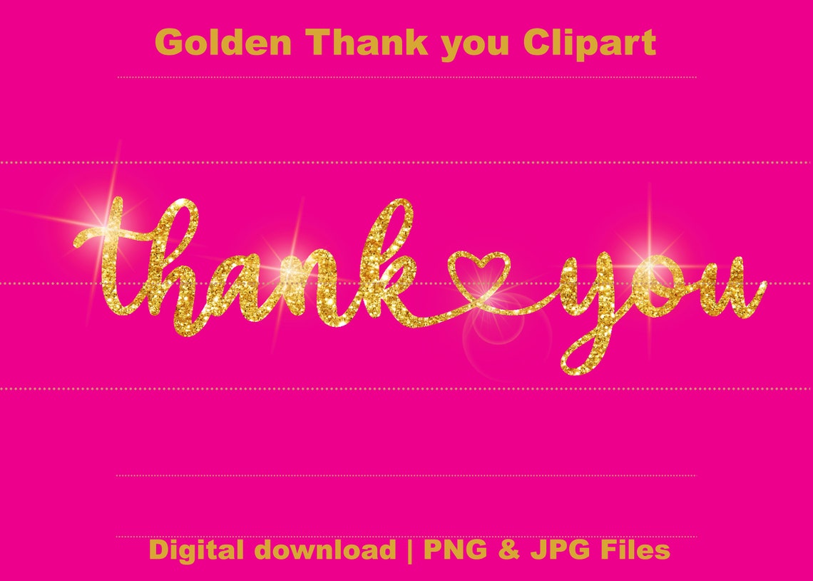 Golden Thank You Clipart, Thank You Instant Download, Gold Thank You ...